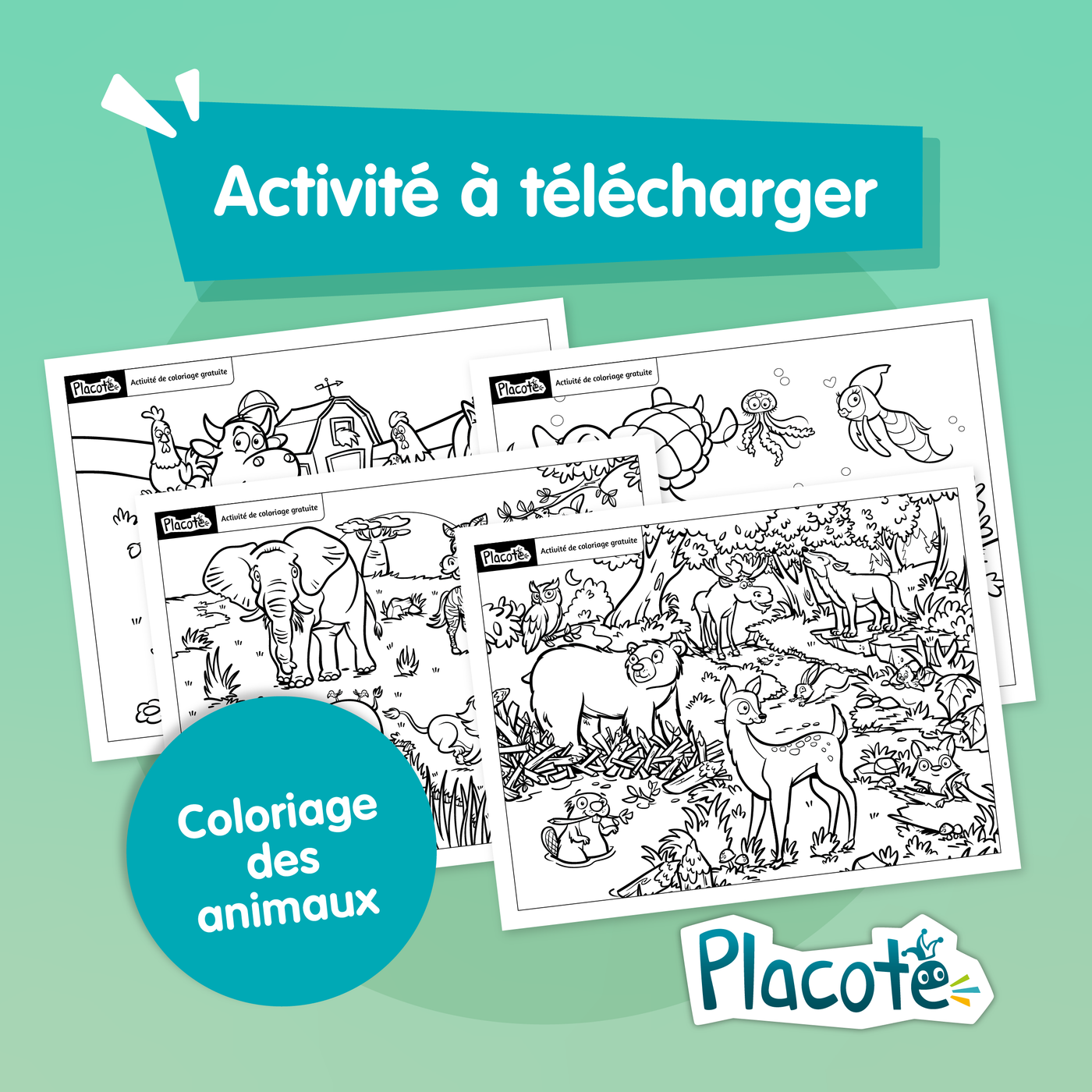Activité de coloriage - Les animaux - Placote